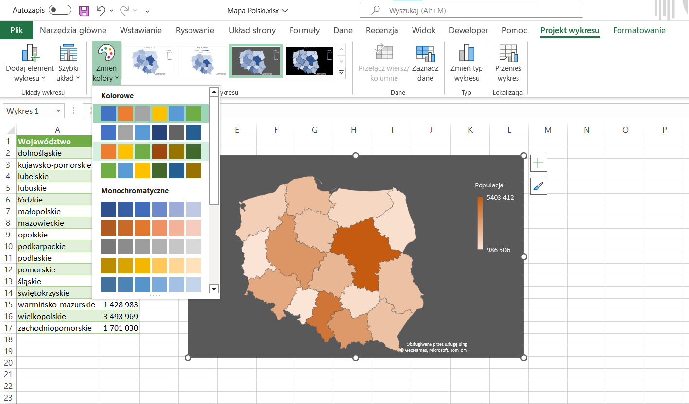 Jak tworzyć mapy geograficzne w Excelu - 5 punktów - Teraz Excel